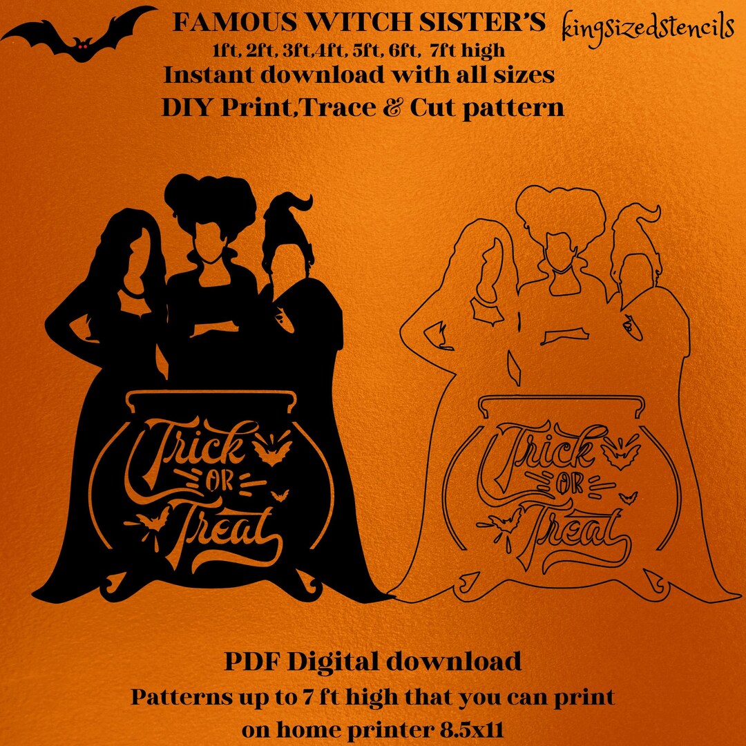 1ft to 7ft High Witches, Decal, Party Backdrop, Halloween, Decor, DIY ...