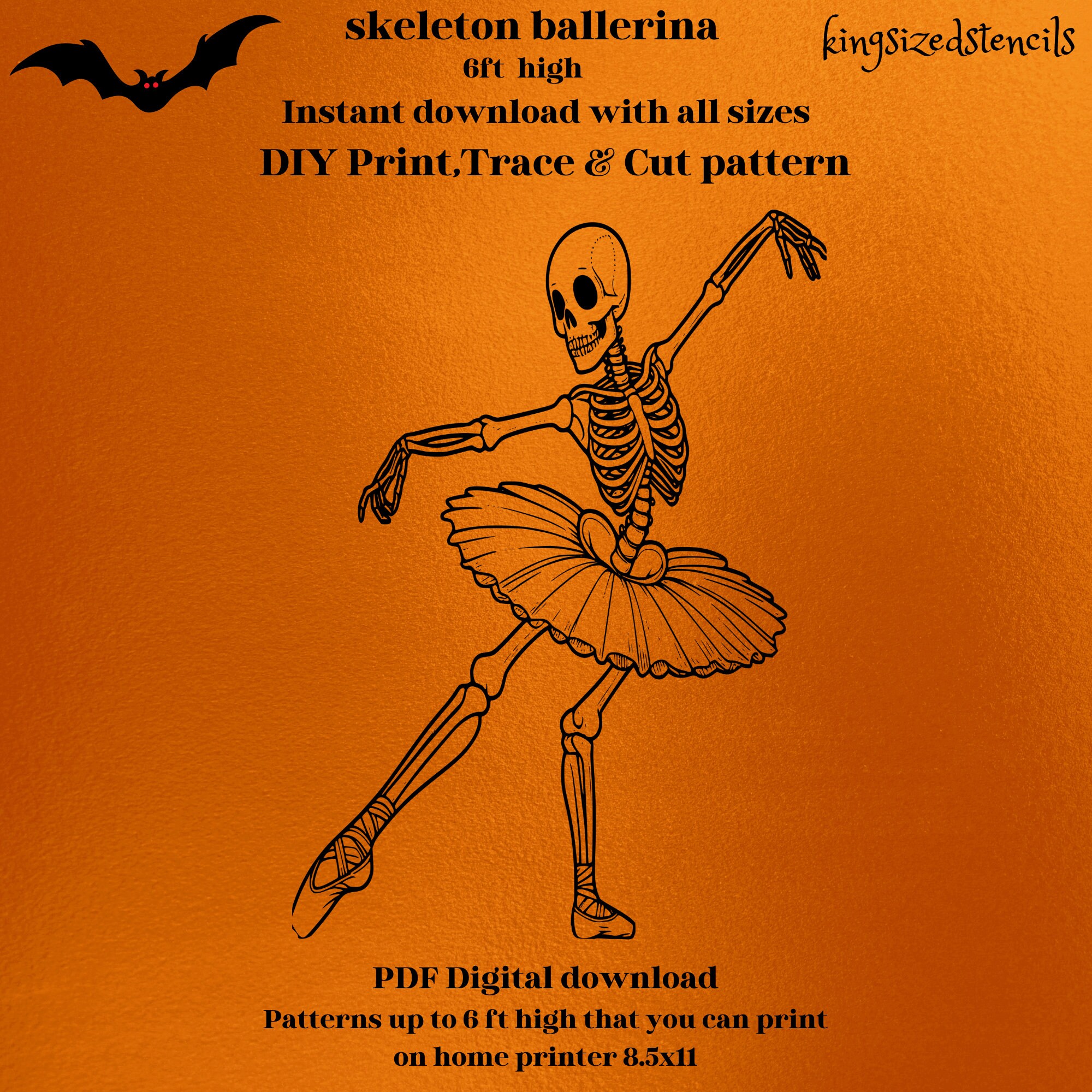 6ft High Skeleton Ballerina, Halloween Party, Backdrop, Decor, Yard Art ...