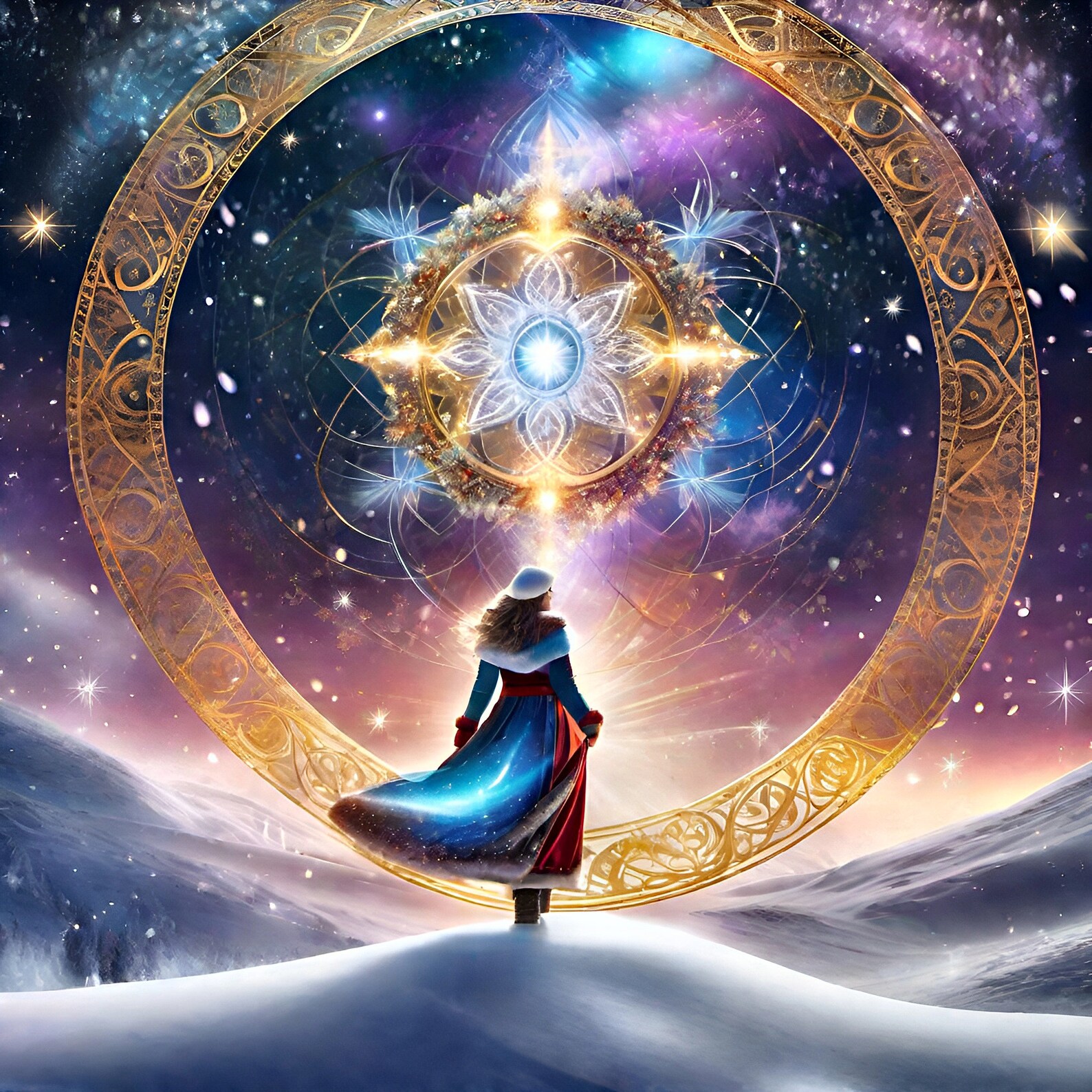 Cosmic Female Santa Spiritual Art With Reindeer Bundle - Etsy