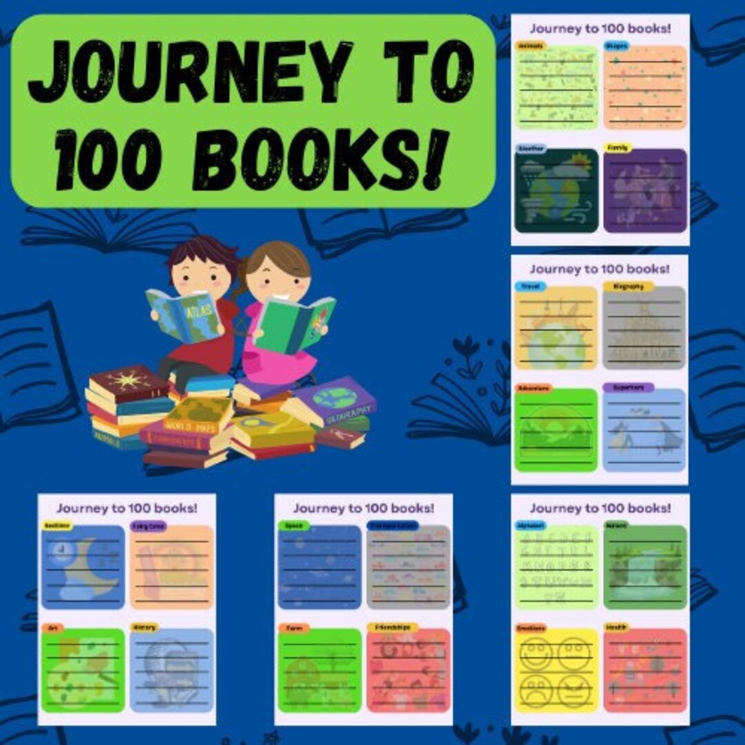 Kids Educational Reading Tracker to Log 100 Books Read at Home or ...