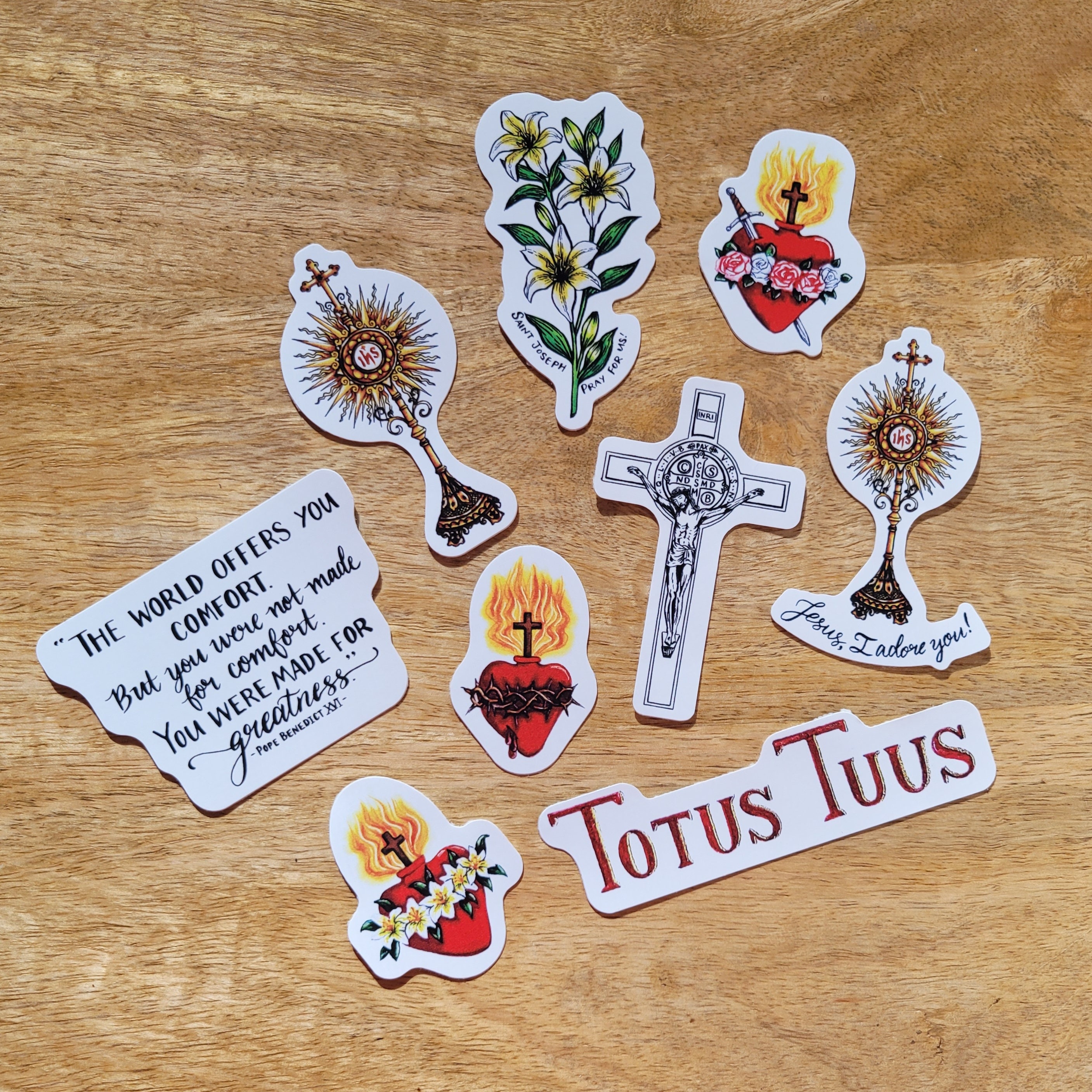 Sticker Pack Nine Piece Catholic Water Bottle Laptop Decals First ...