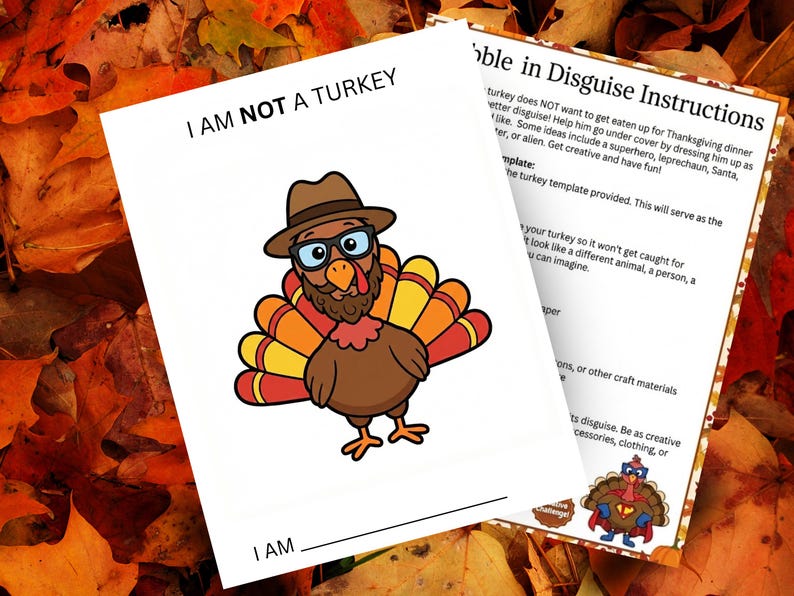 Turkey Disguise Template: Thanksgiving School Project, Editable ...