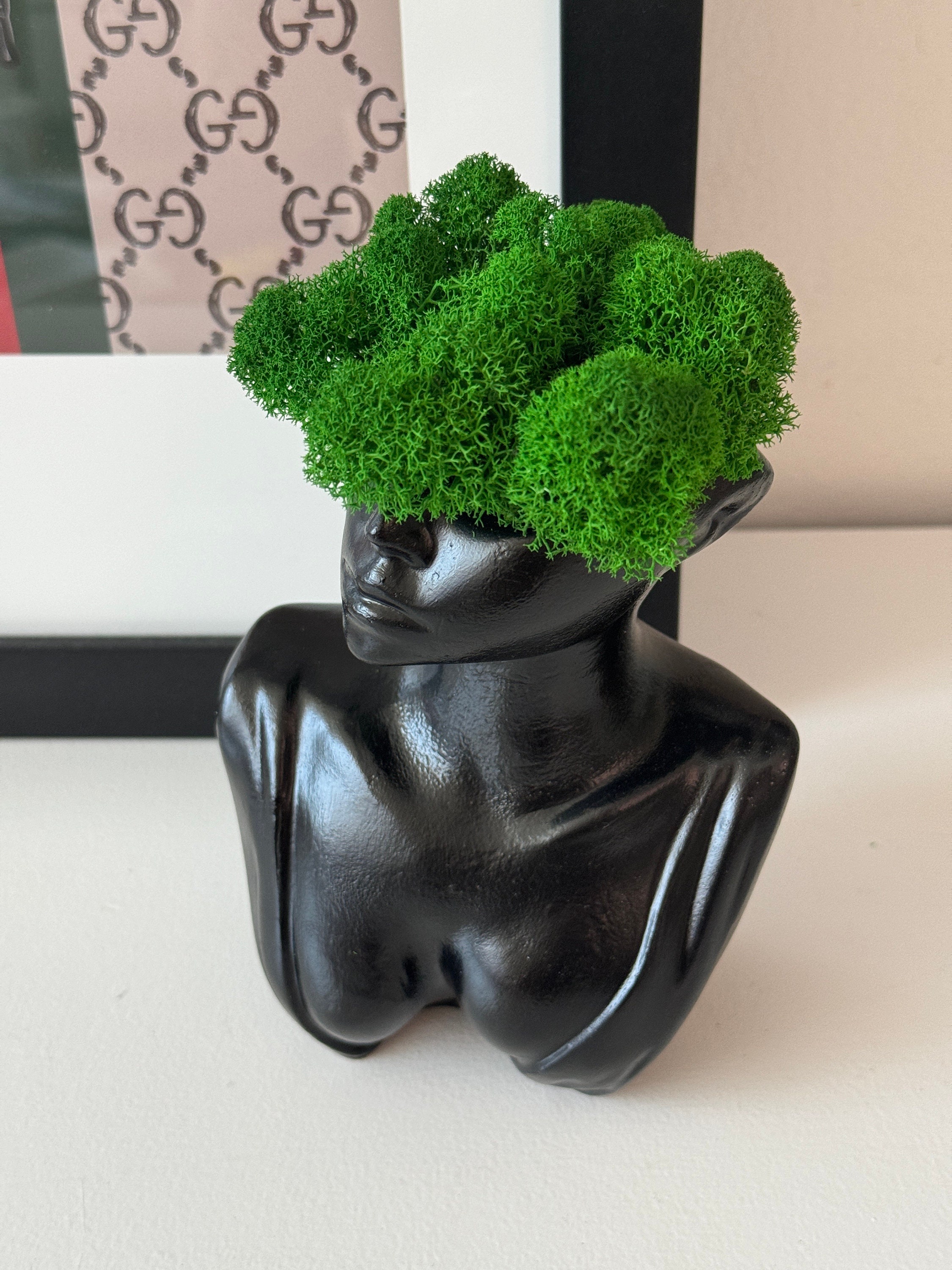 Limited Edition Half Body Women Vase With Moss Gypsum Vase Concrete ...