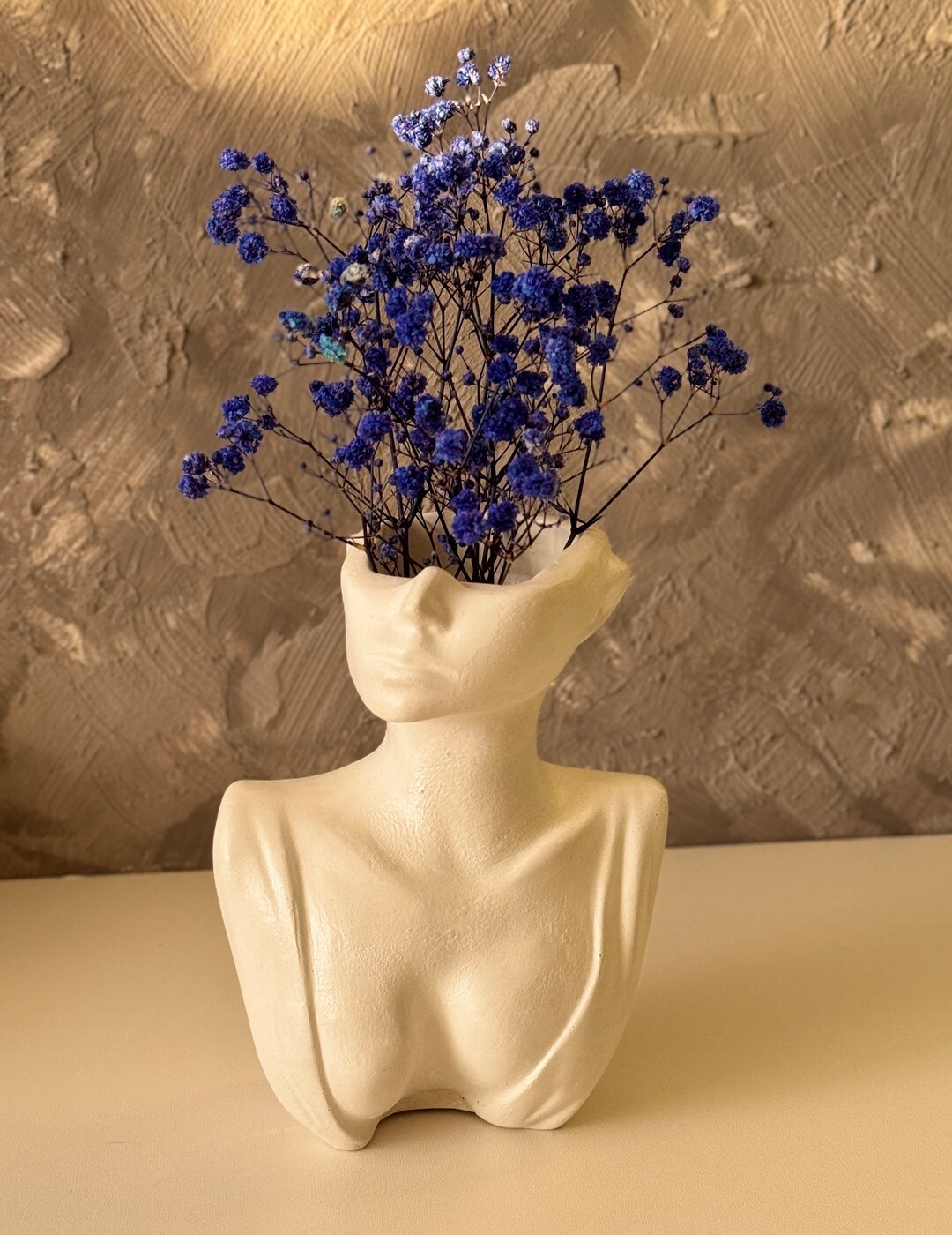 Half Body Women Vase Gypsum Vase Concrete Statue Half Face - Etsy