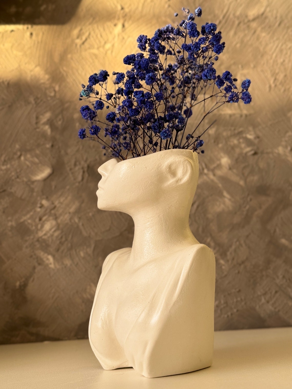 Limited Edition Half Body Women Vase With Moss Gypsum Vase Concrete ...