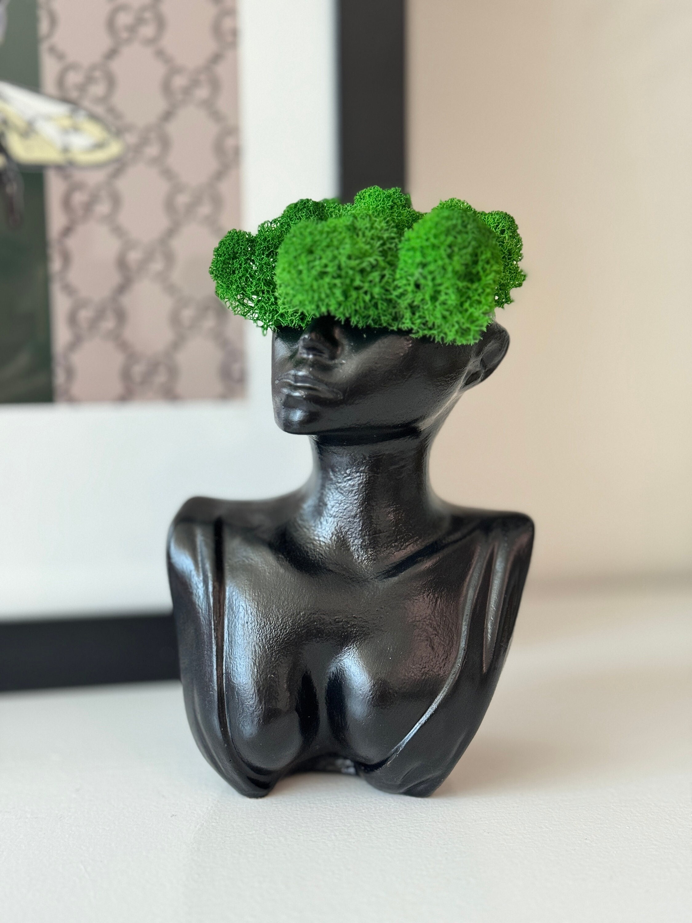 Limited Edition Half Body Women Vase With Moss Gypsum Vase Concrete ...