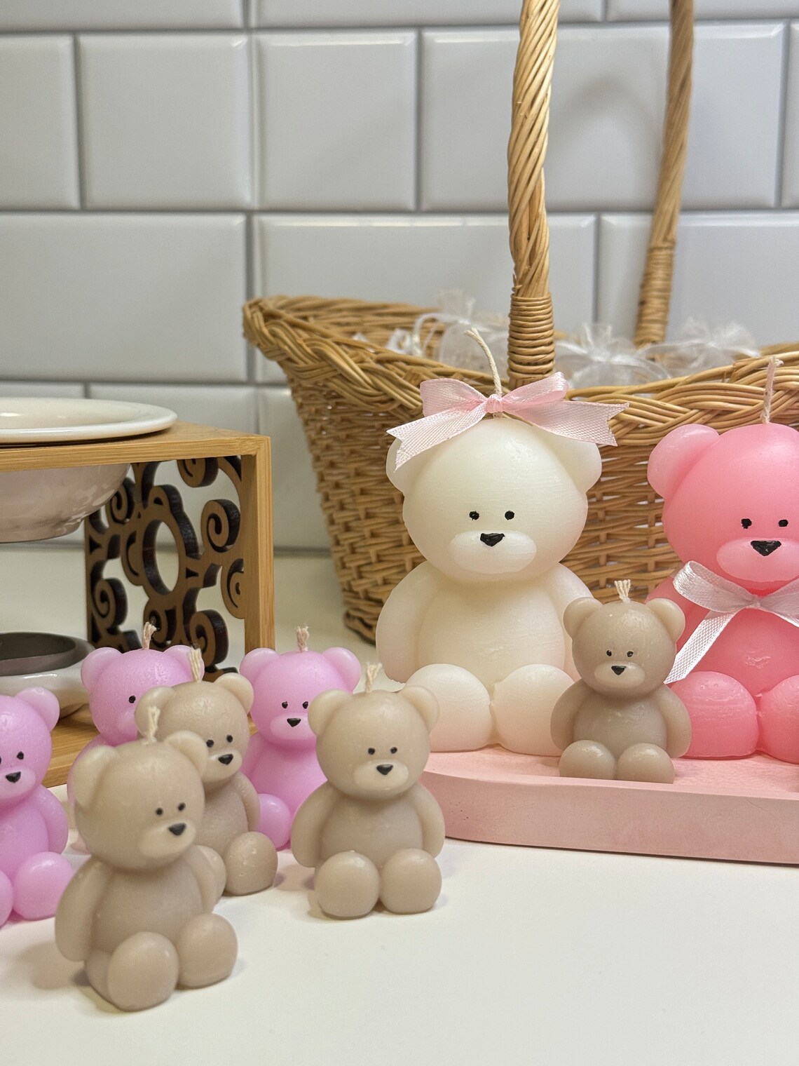 Teddy Bear Shaped Scented Candle Baby Shower Favors Party Birthday Home ...