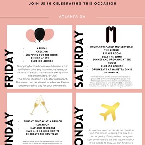 Girls Trip Itinerary, Itinerary Template, Travel Itineray, Birthday ...