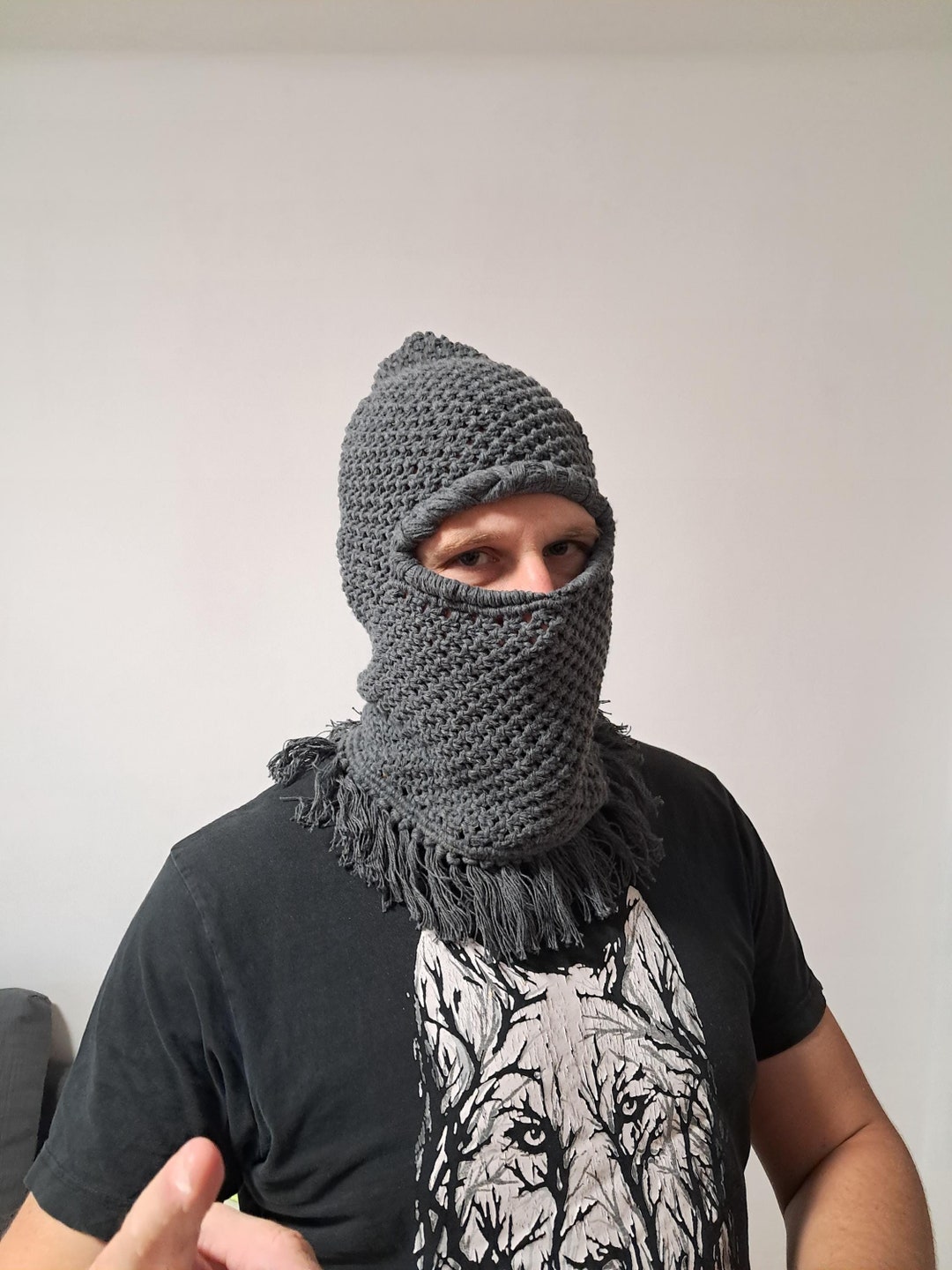 Custom Pointy Hat. Knitting a Pointy Hat. Full Face Wool Balaclava Men ...