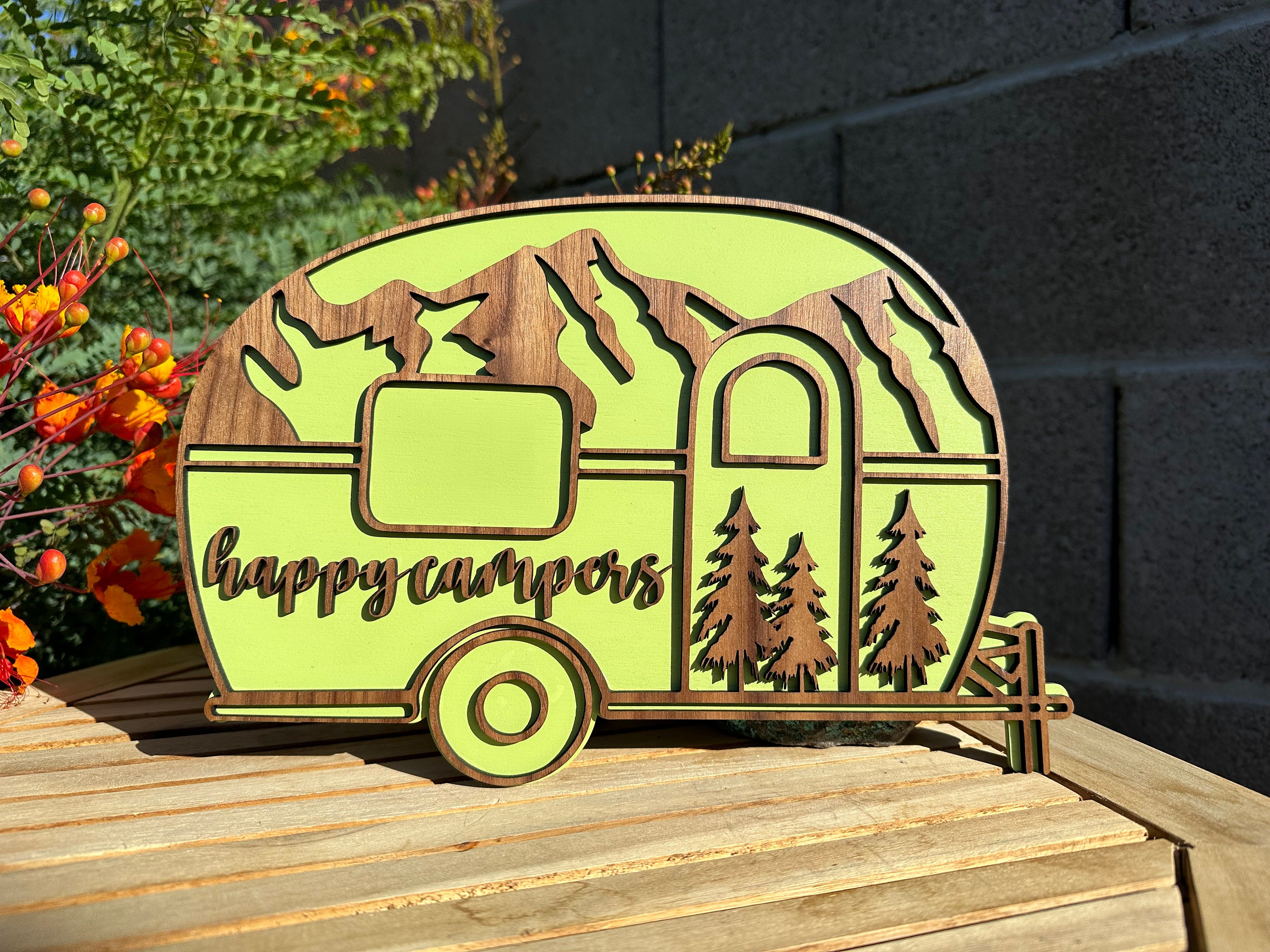 Happy Campers Sign, RV Living Decor, RV Life Wall Hanging, Camping ...