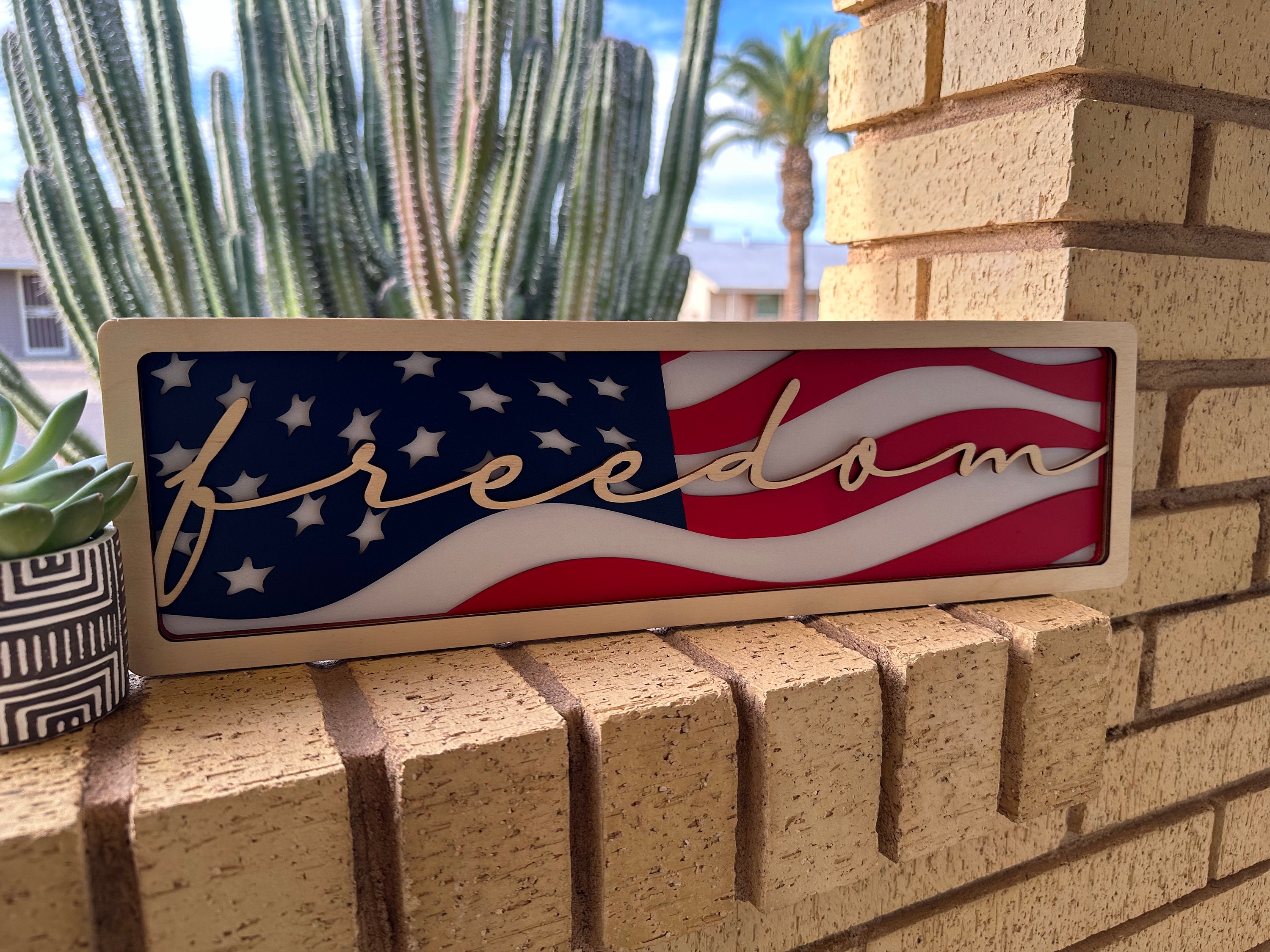 Freedom Flag Wall Hanging, Patriotic Sign, Patriotic Decor, 4th of July ...
