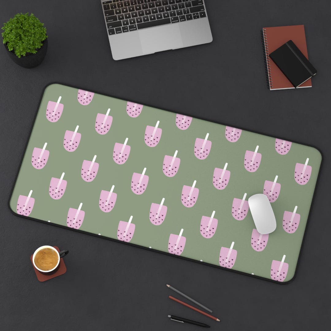 Strawberry Bubble Tea Desk Mat | Boba Decor | Bubble Tea Decor | Boba ...