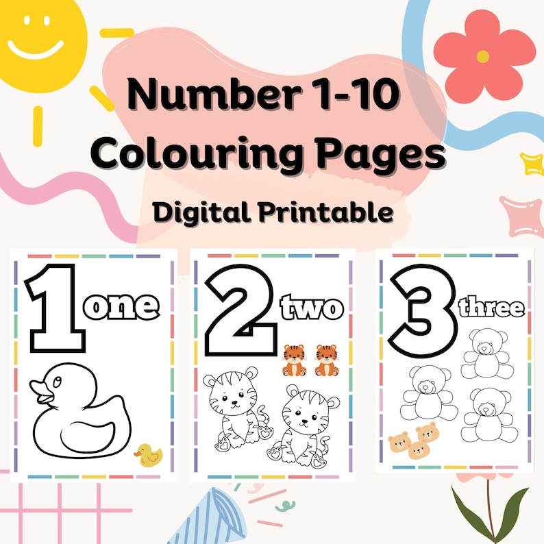 Printable Numbers 1-10 Colouring Pages Sheets for the Little Ones and ...