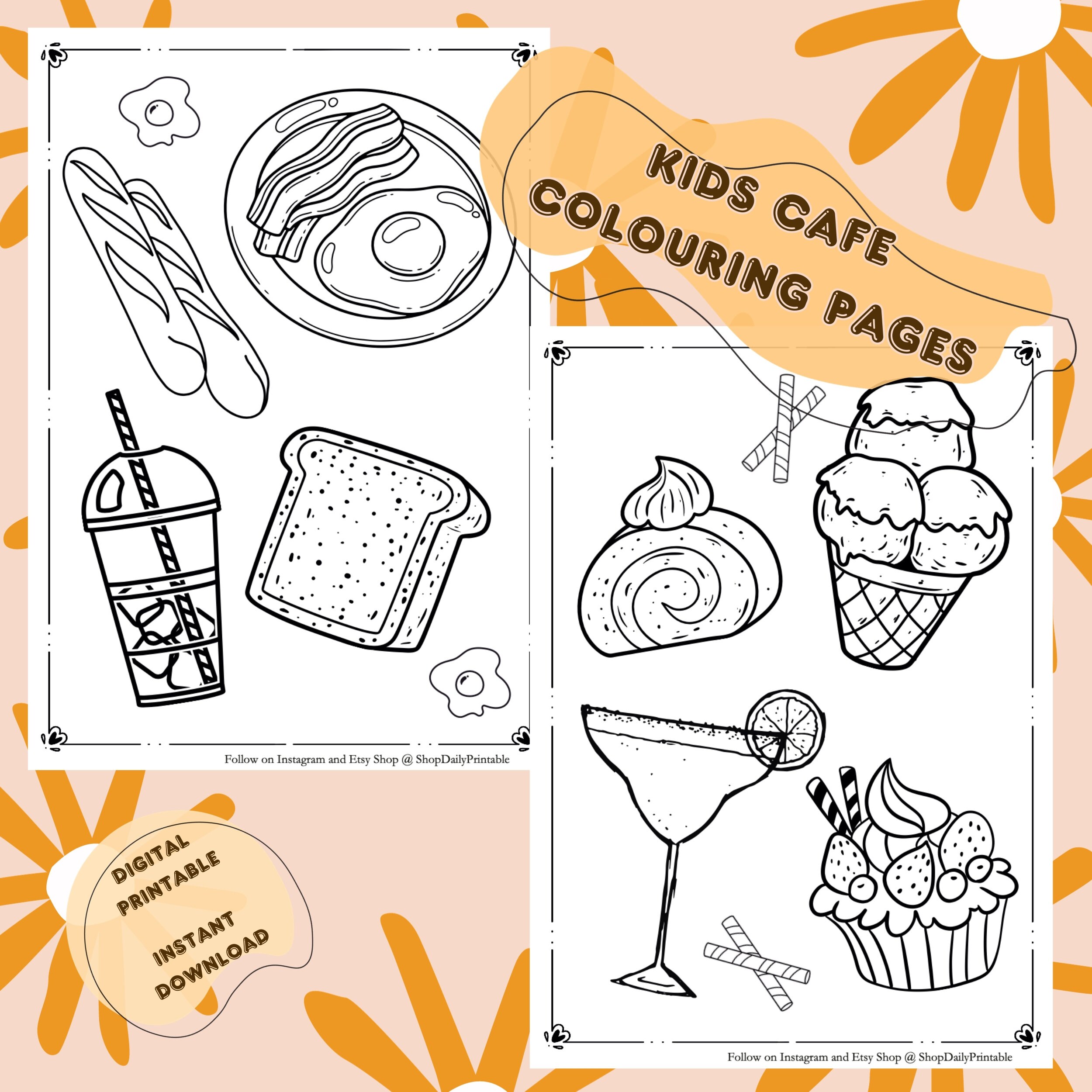 Little Kids Cafe Coloring Pages, Coloring for Cafe, Coffee Shops, Kids ...