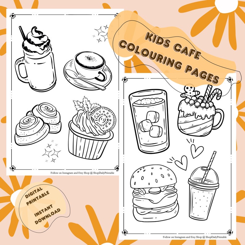 Little Kids Cafe Coloring Pages, Coloring for Cafe, Coffee Shops, Kids ...