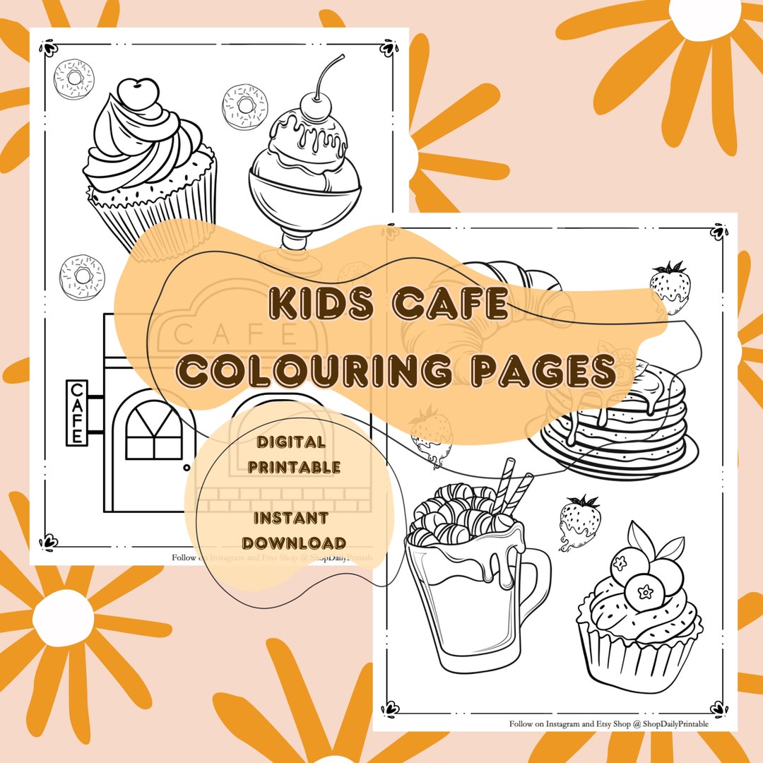 Little Kids Cafe Coloring Pages, Coloring for Cafe, Coffee Shops, Kids ...