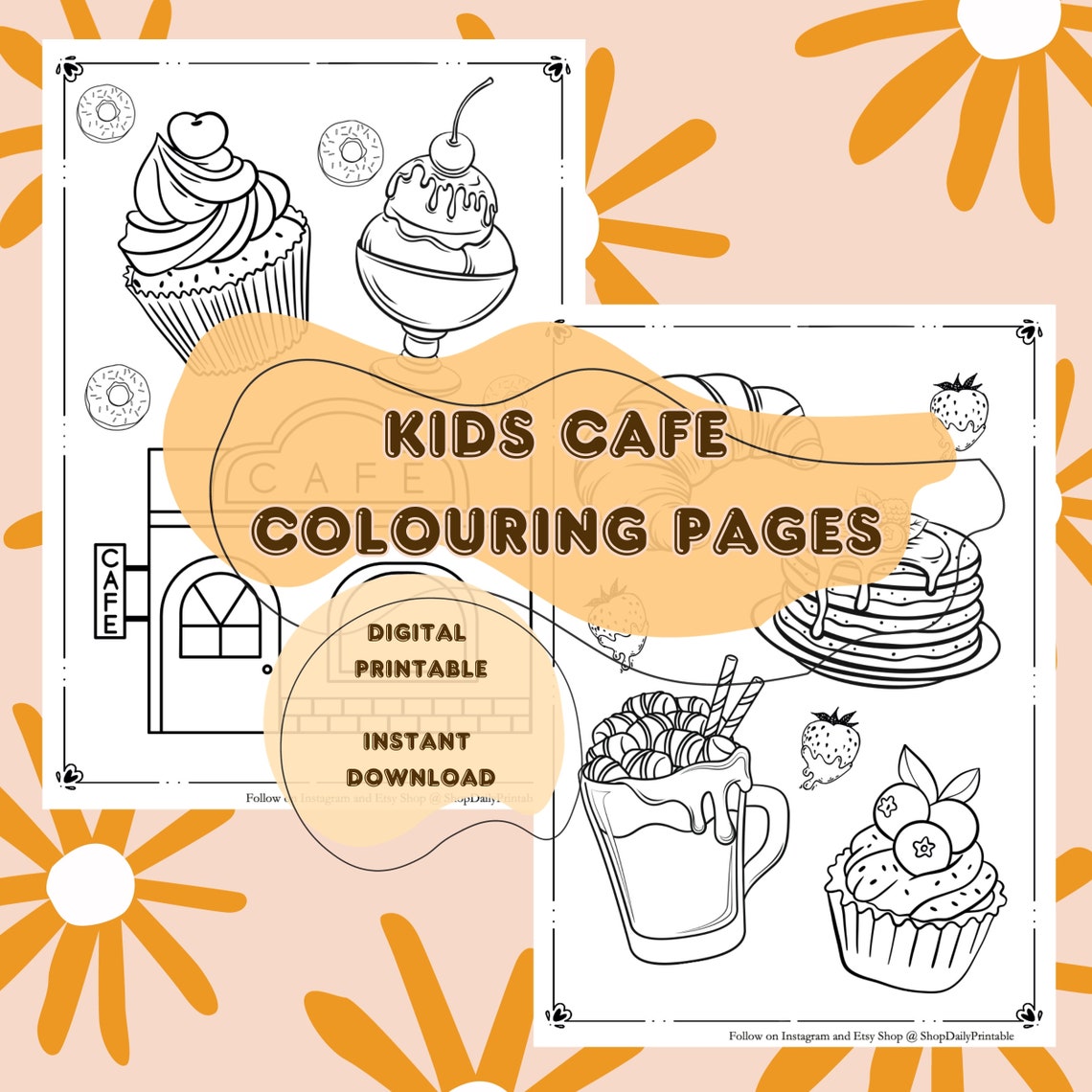 Little Kids Cafe Coloring Pages, Coloring for Cafe, Coffee Shops, Kids ...