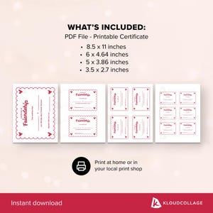 Printable Best Friend Certificate, Cute Friendship Award Template, Fun ...