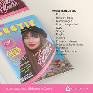 Best Friend Magazine Template, Personalized Birthday Girl Magazine for ...