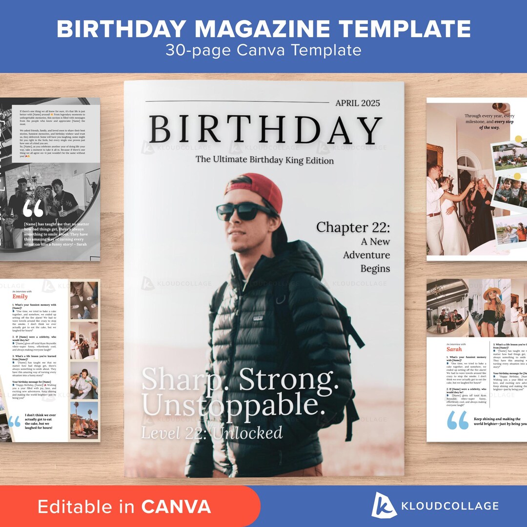 Customizable Magazine Template, DIY Personalized Birthday Magazine for ...