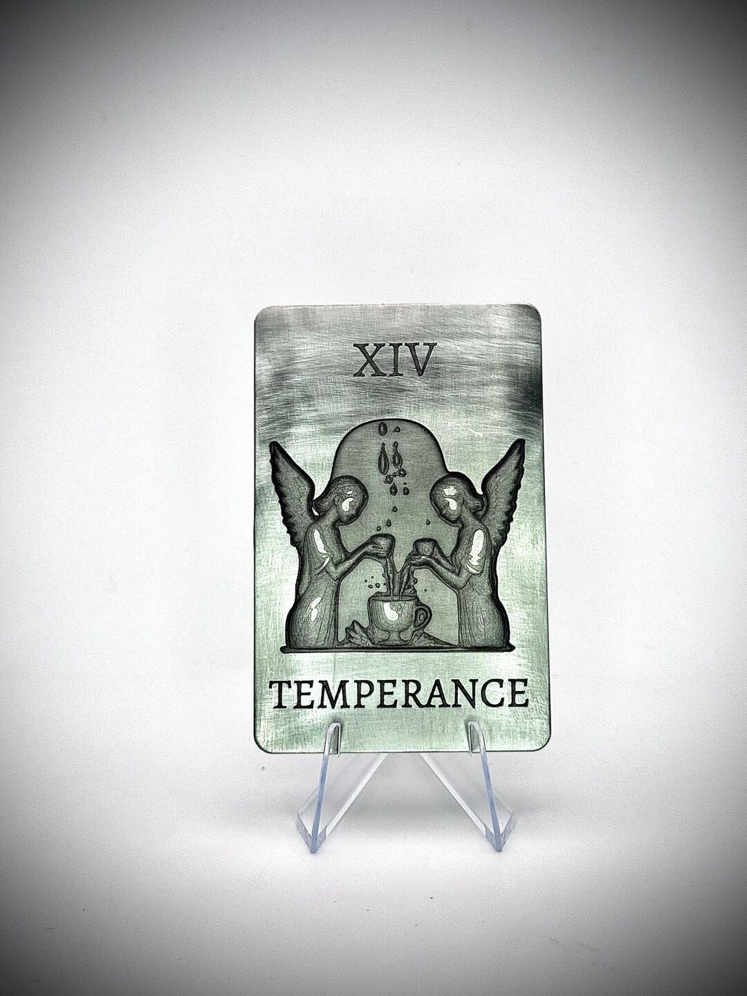 3D Steel Temperance Tarot Card: Engraved Major Arcana - Etsy