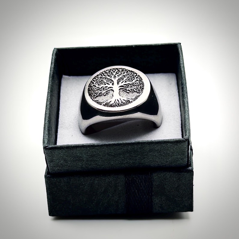 Tree of Life Stainless Steel Signet Ring - Etsy