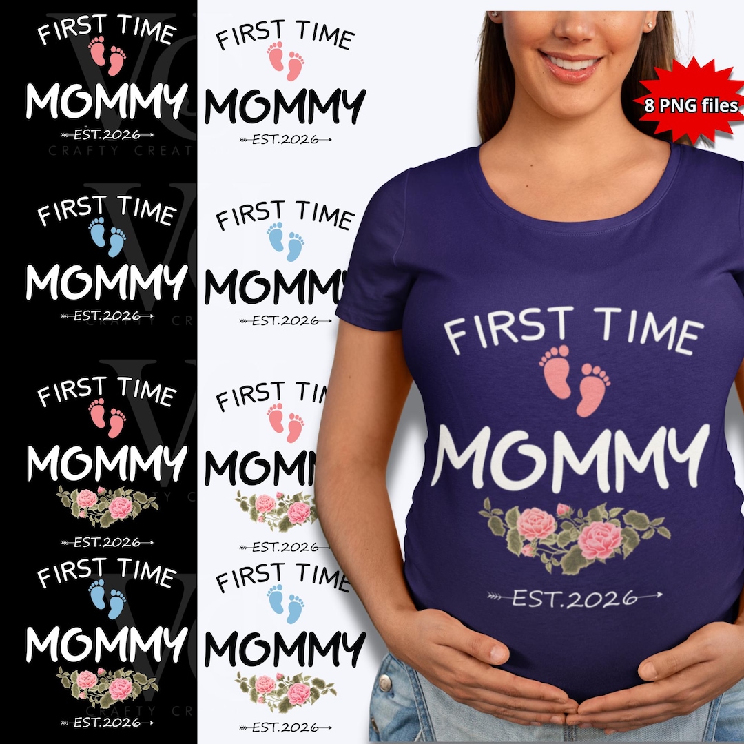 First Time Mommy Est 2026 Pregnancy Announcement - Digital PNG Bundle ...