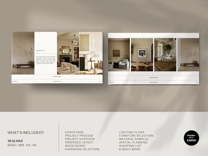 Interior Design Proposal Template: Canva Mood Board Presentation (36 ...