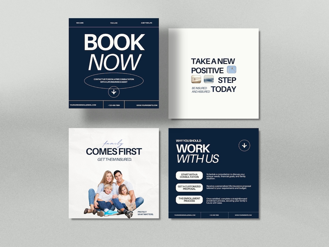 Life Insurance Instagram Templates: Agent Marketing Post Branding Kit ...