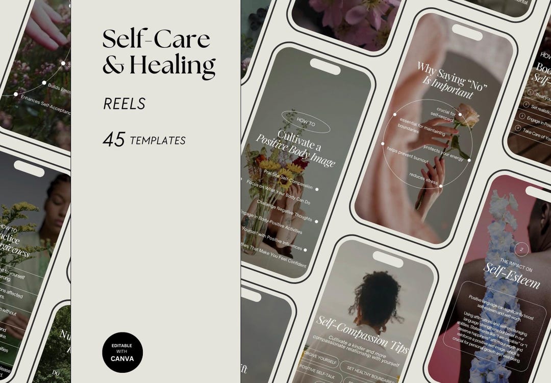 Self-care & Healing Instagram Reels: 45 Canva Templates - Etsy