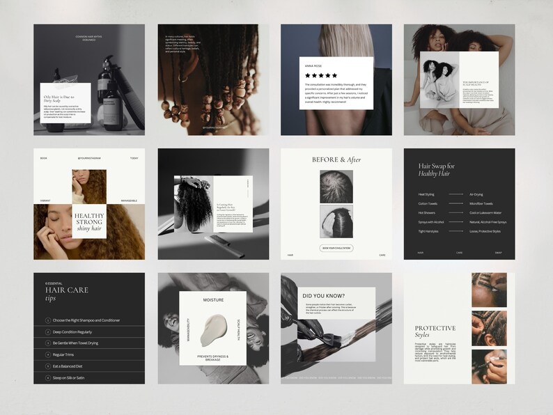 Trichology Instagram Templates: Hair Care Posts, Salon Stories (canva ...