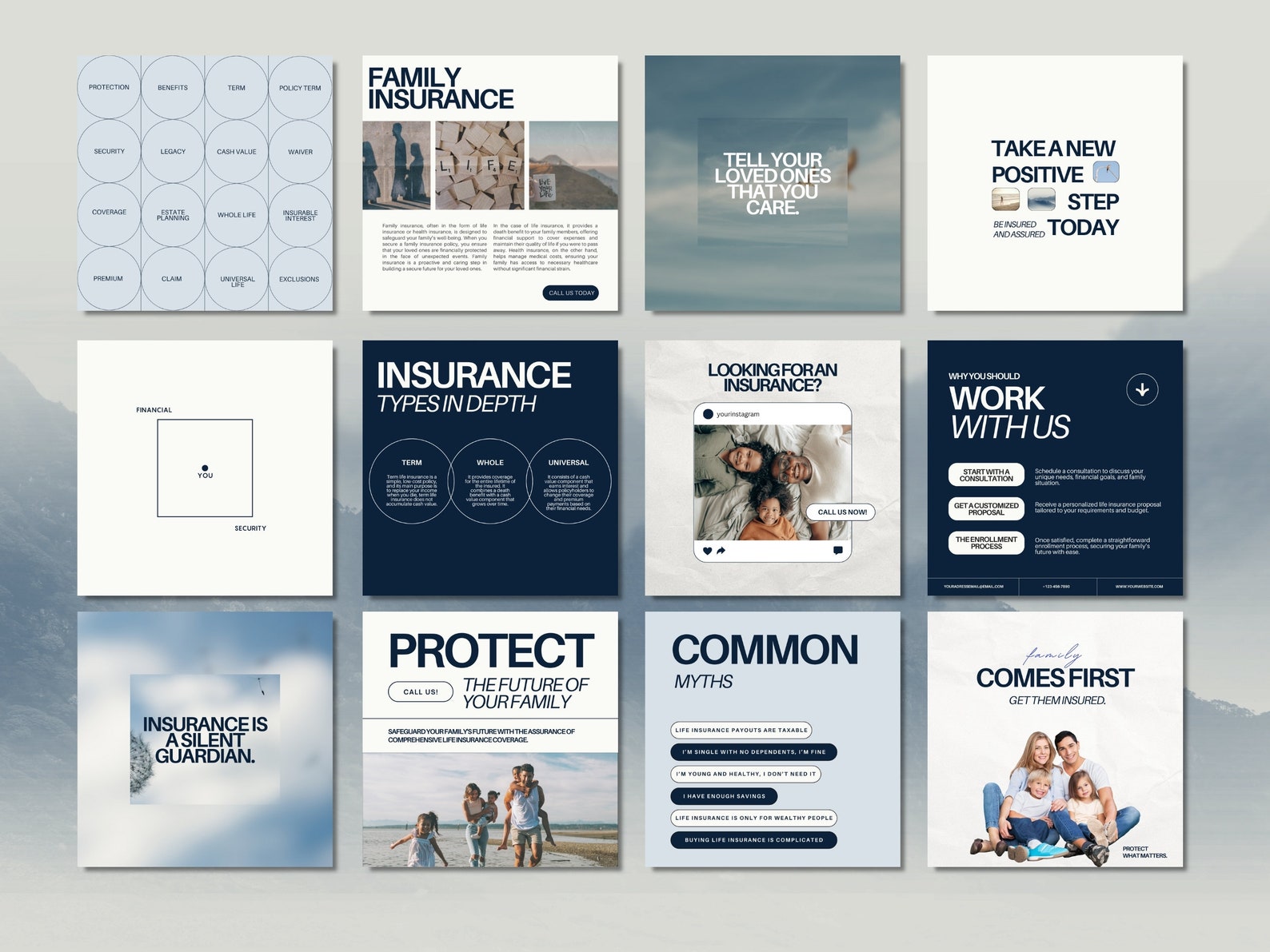 Life Insurance Instagram Templates: Agent Marketing Post Branding Kit ...