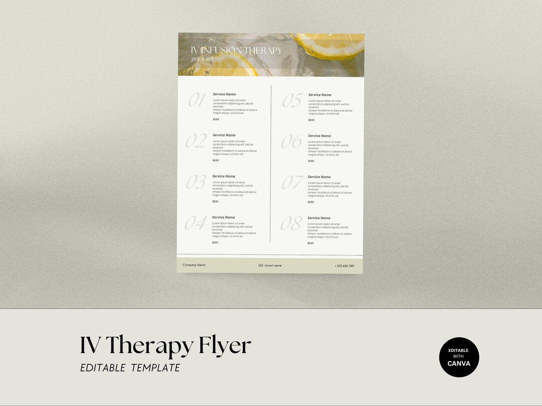 IV Therapy Price List Flyer: Medspa Canva Template - Etsy