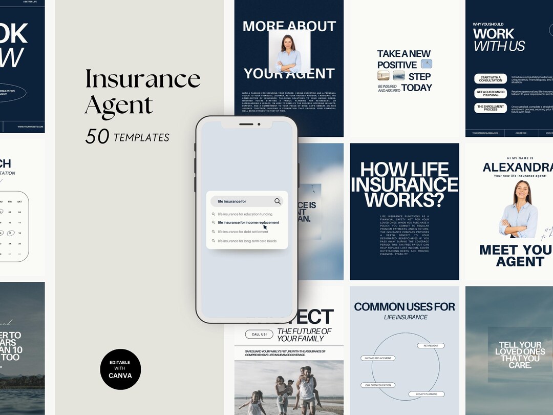 Life Insurance Instagram Templates: Agent Marketing Post Branding Kit ...