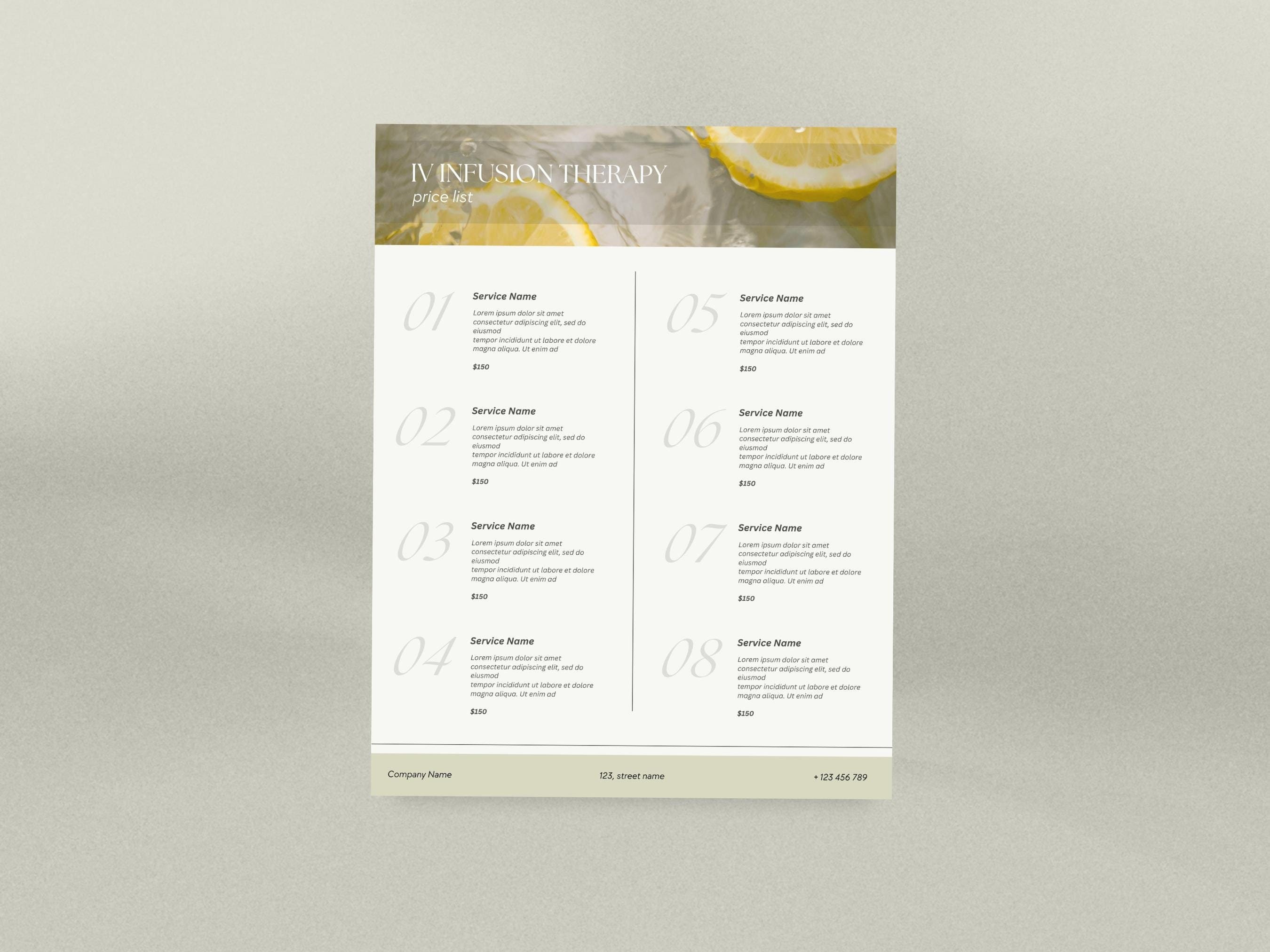 IV Therapy Price List Flyer: Medspa Canva Template - Etsy