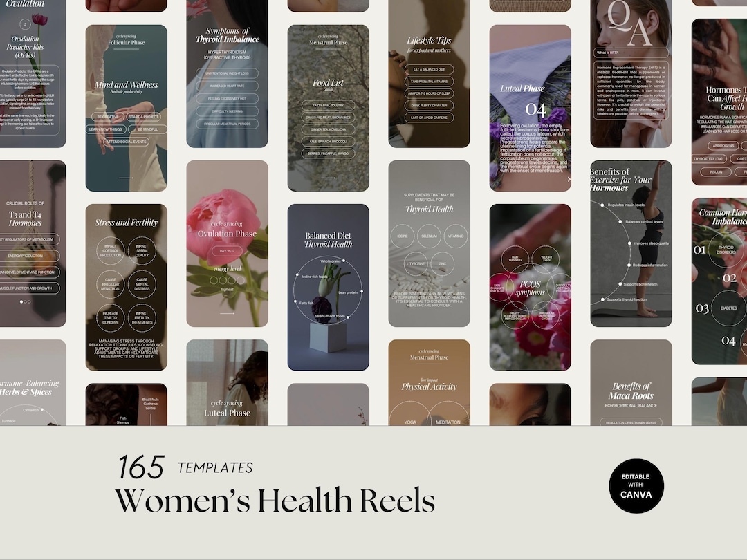 Women's Health Reels Bundle: Hormone & Wellness Templates (canva) - Etsy