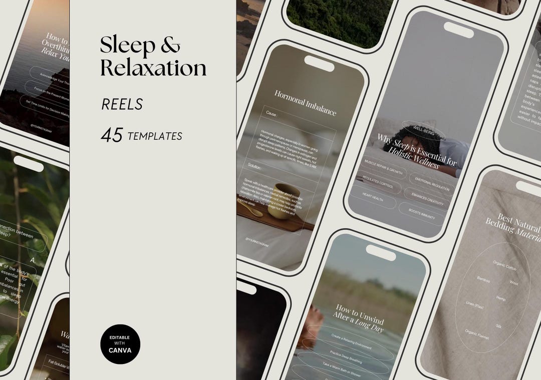 Sleep & Relaxation Instagram Reels: 45 Canva Templates - Etsy