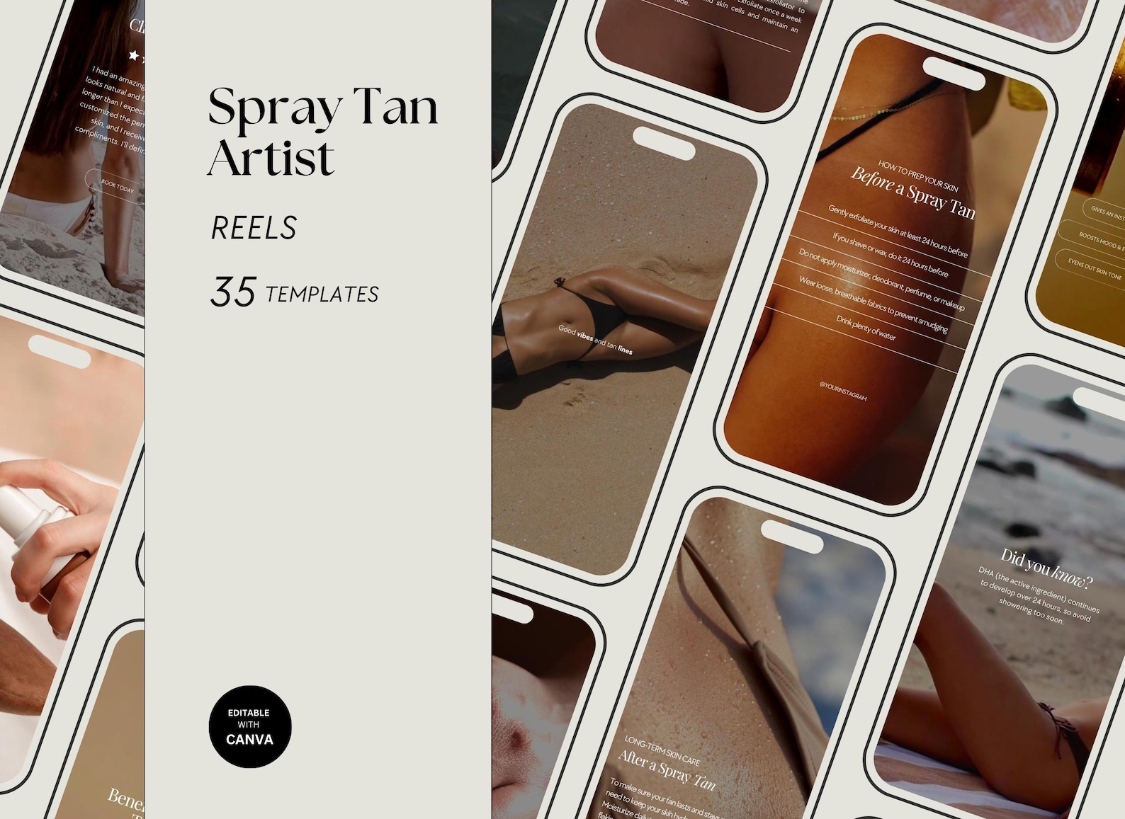 Spray Tan Instagram Reels Templates: Social Media Marketing (digital ...