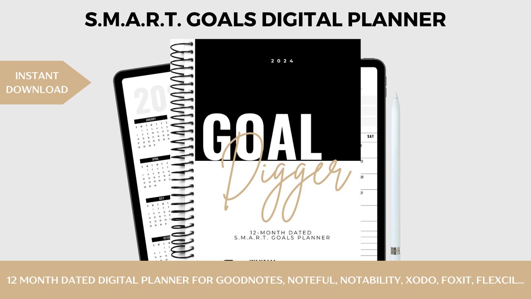 2024 SMART Goals Digital Dated and Undated Planner, Portrait ...