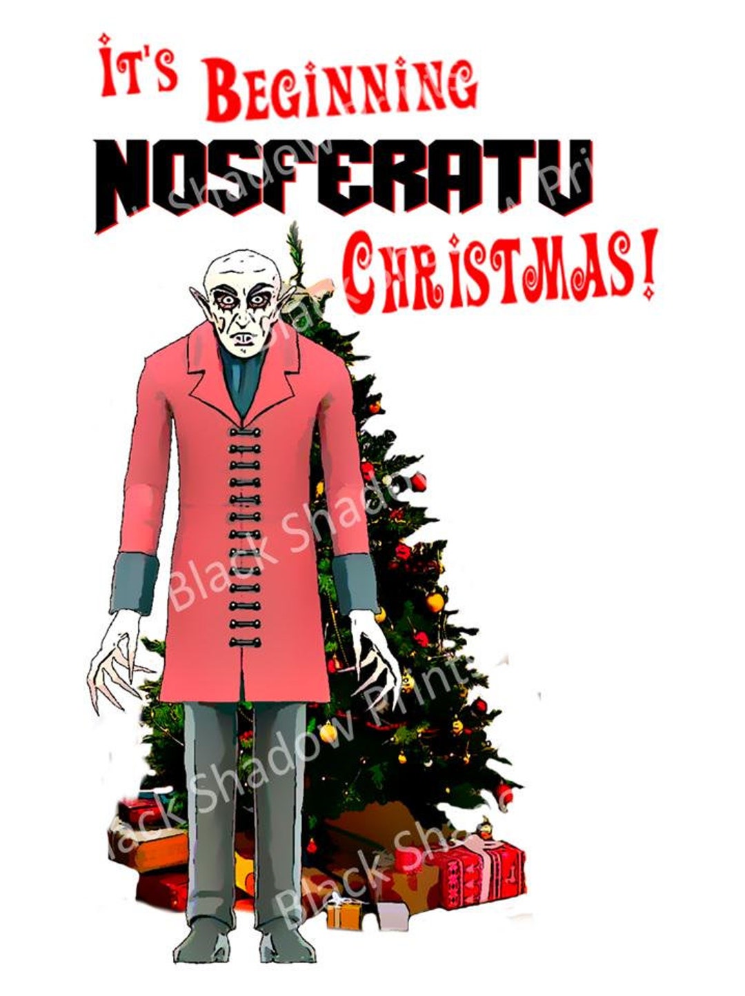 Christmas Horror Greeting Card - It's Beginning Nosferatu Christmas! - Etsy