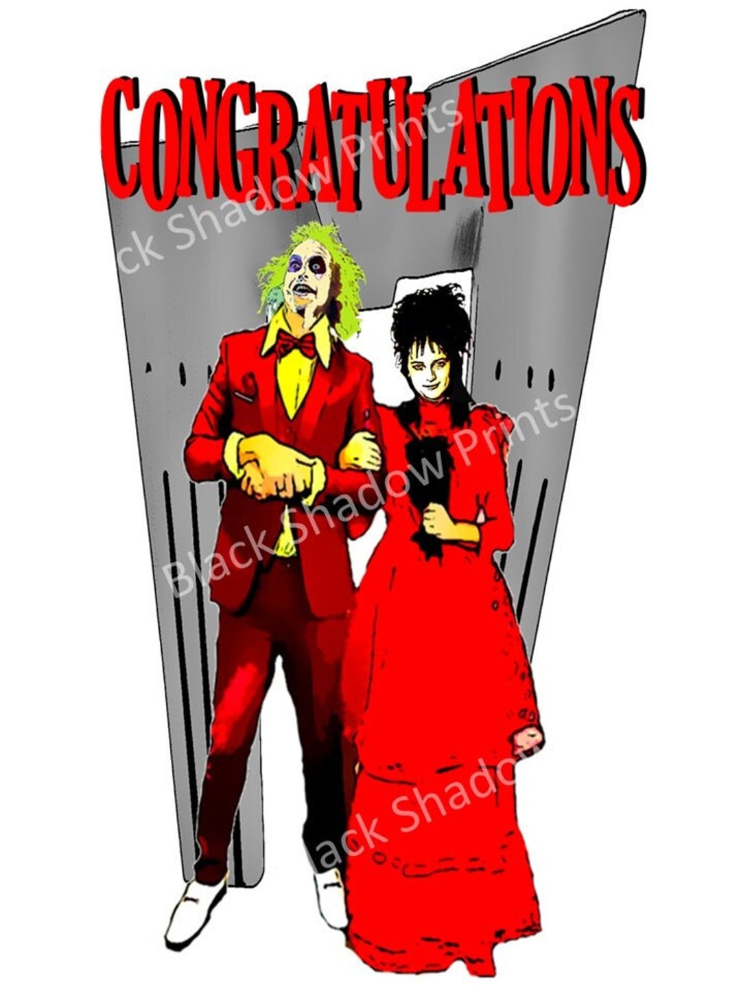 Wedding Horror Card -beetlejuice and Lydia Congratulations - Etsy