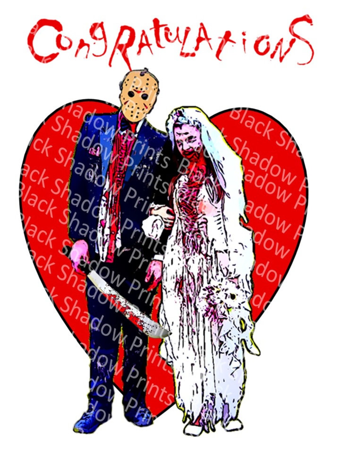 Wedding Horror Card - Jason and Zombie Bride Congratulations - Etsy