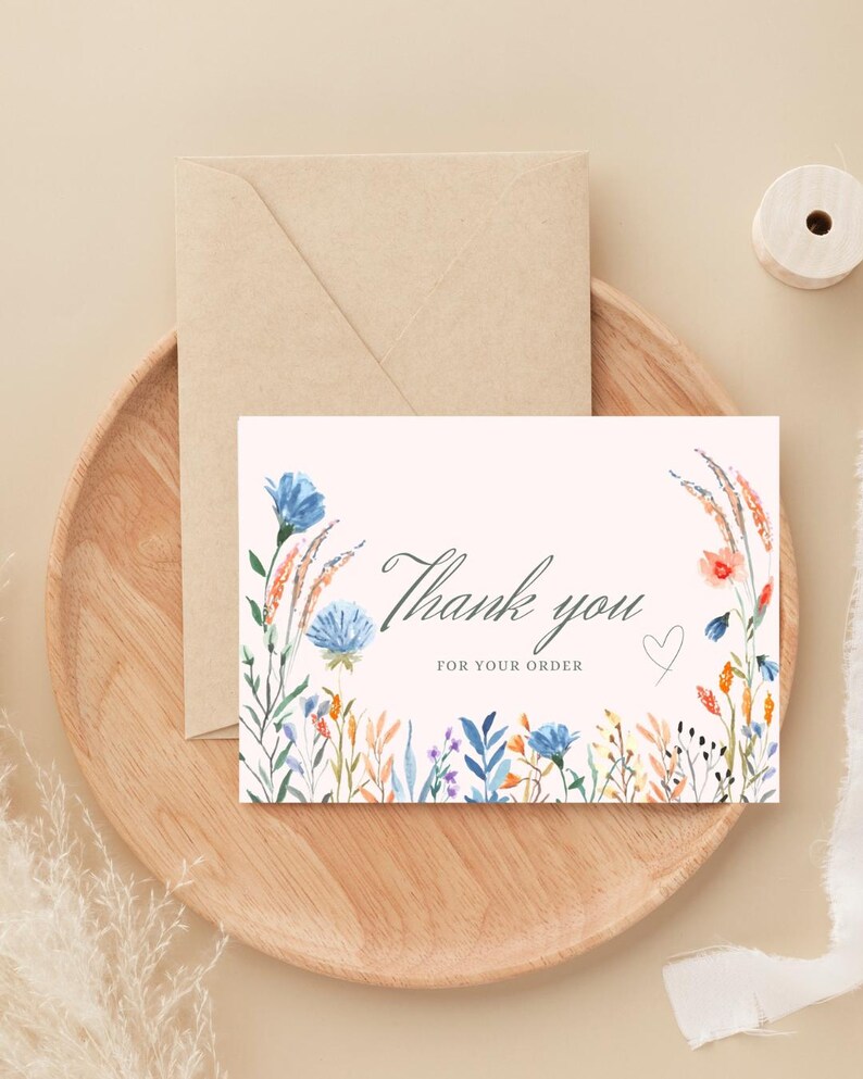 Flower Thank You Card Template, Editable Thank You Card, Printable ...