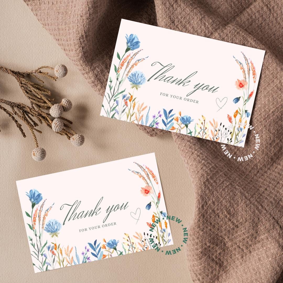 Flower Thank You Card Template, Editable Thank You Card, Printable ...