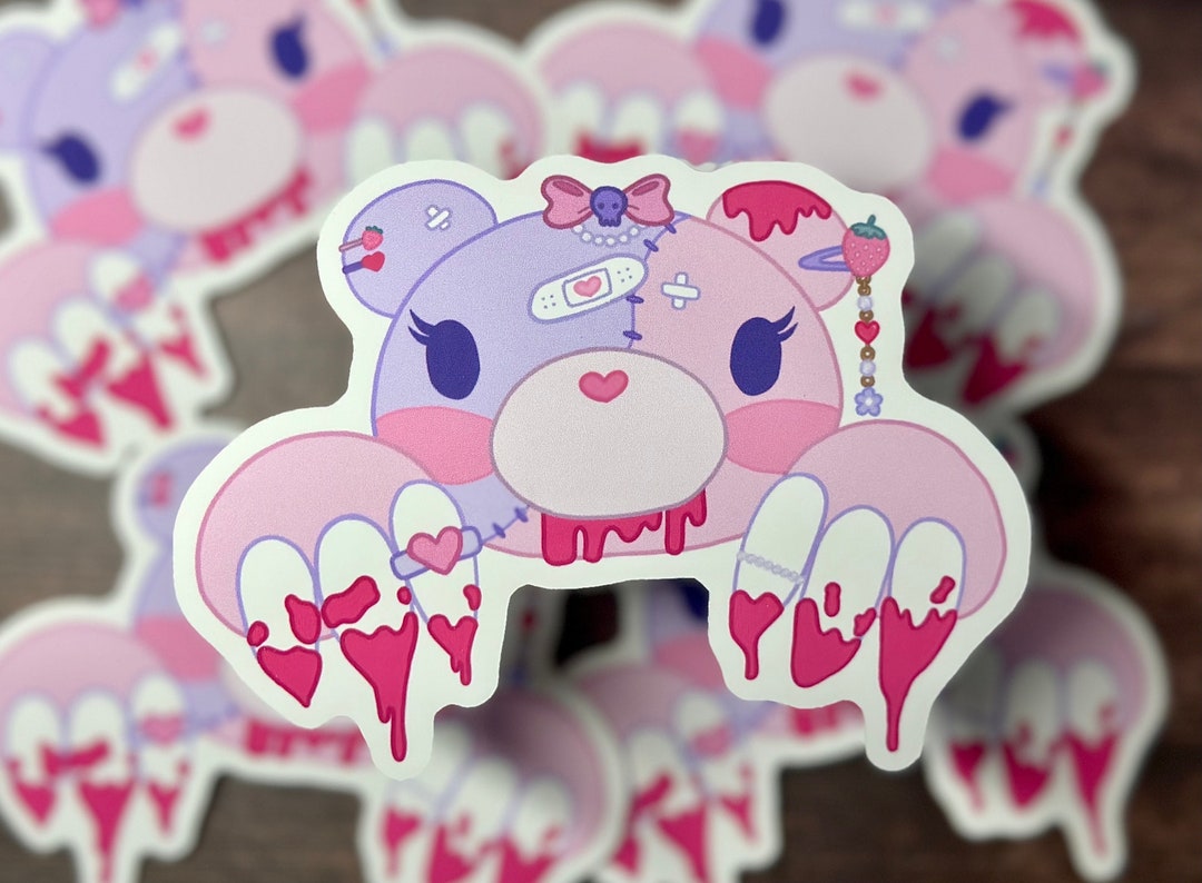 Kawaii Bloody Bear Sticker Waterproof Vinyl Sticker - Etsy