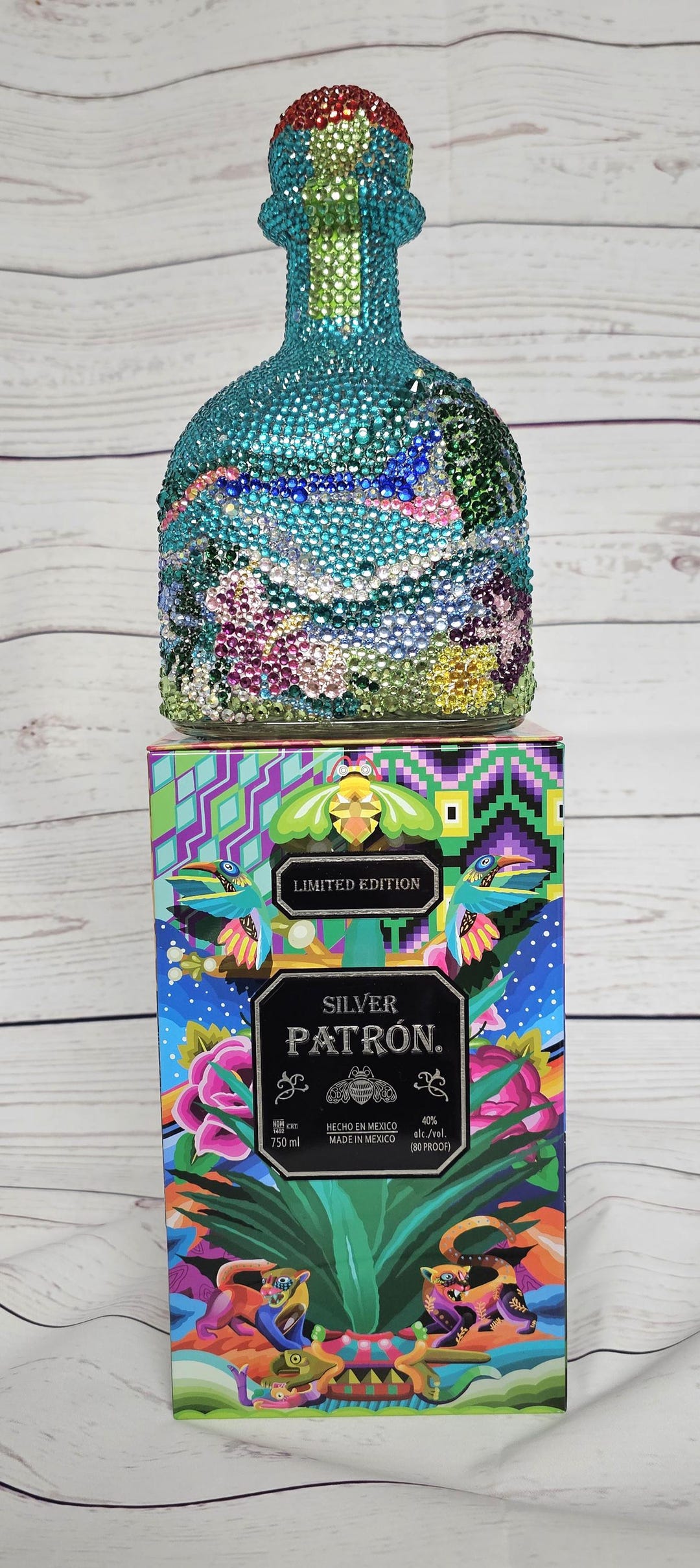 Empty Parrot Patron Bottle Decanter Rhinestone Liqour Decoration Bling ...