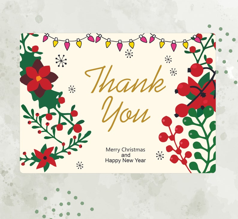Thank You Christmas Card Template / Printable / Editable Packaging ...