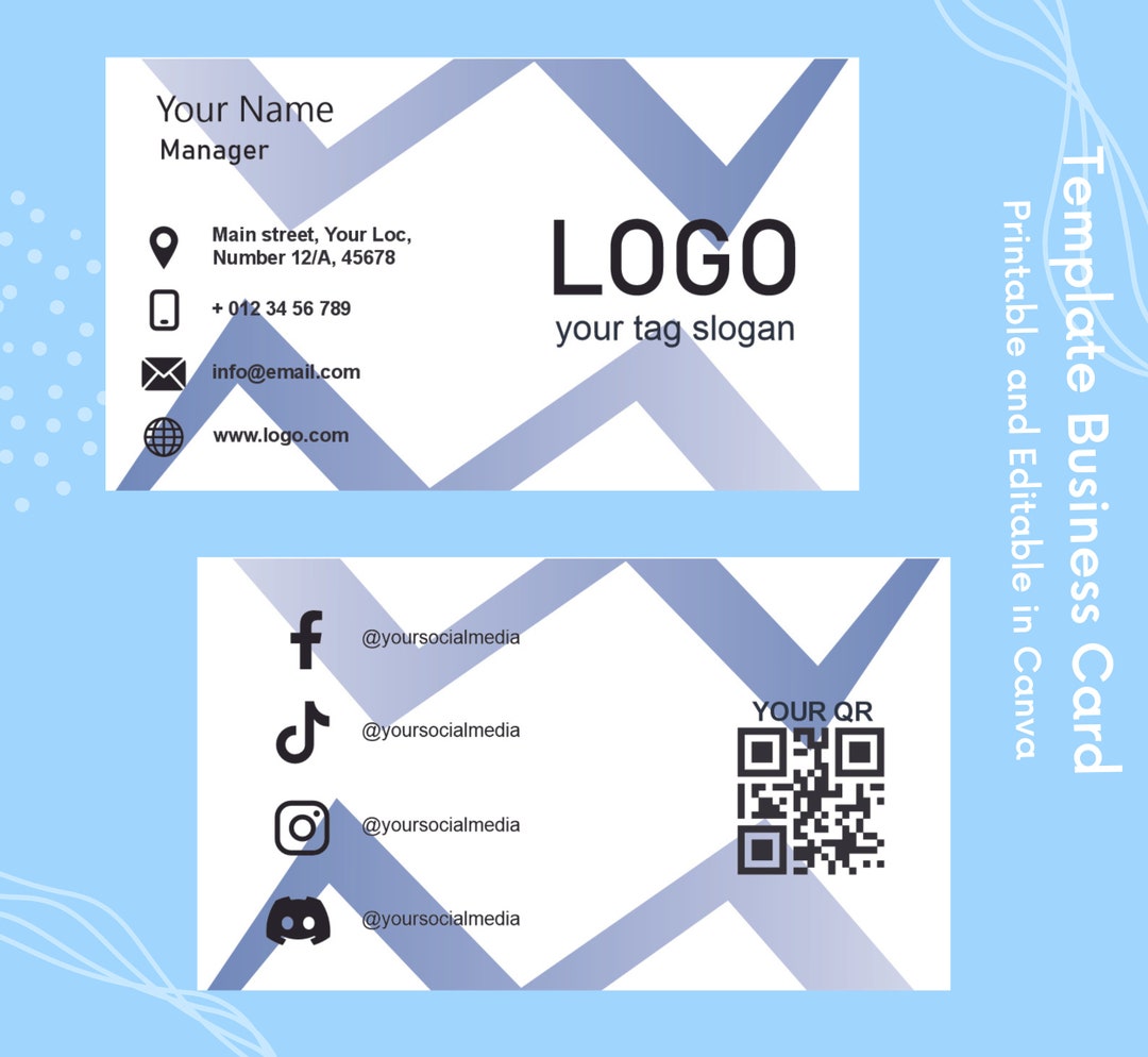 Universal Business Card Template / Printable / Editable Packaging ...