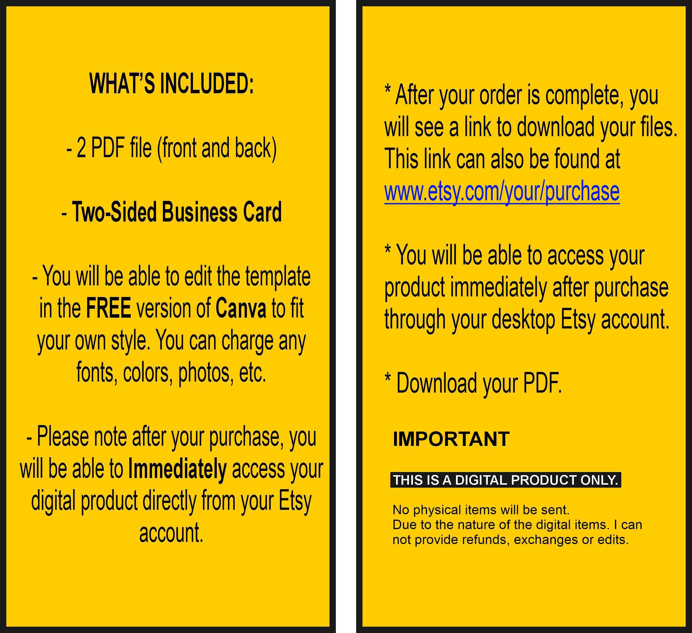 Universal Business Card Template / Printable / Editable Packaging ...