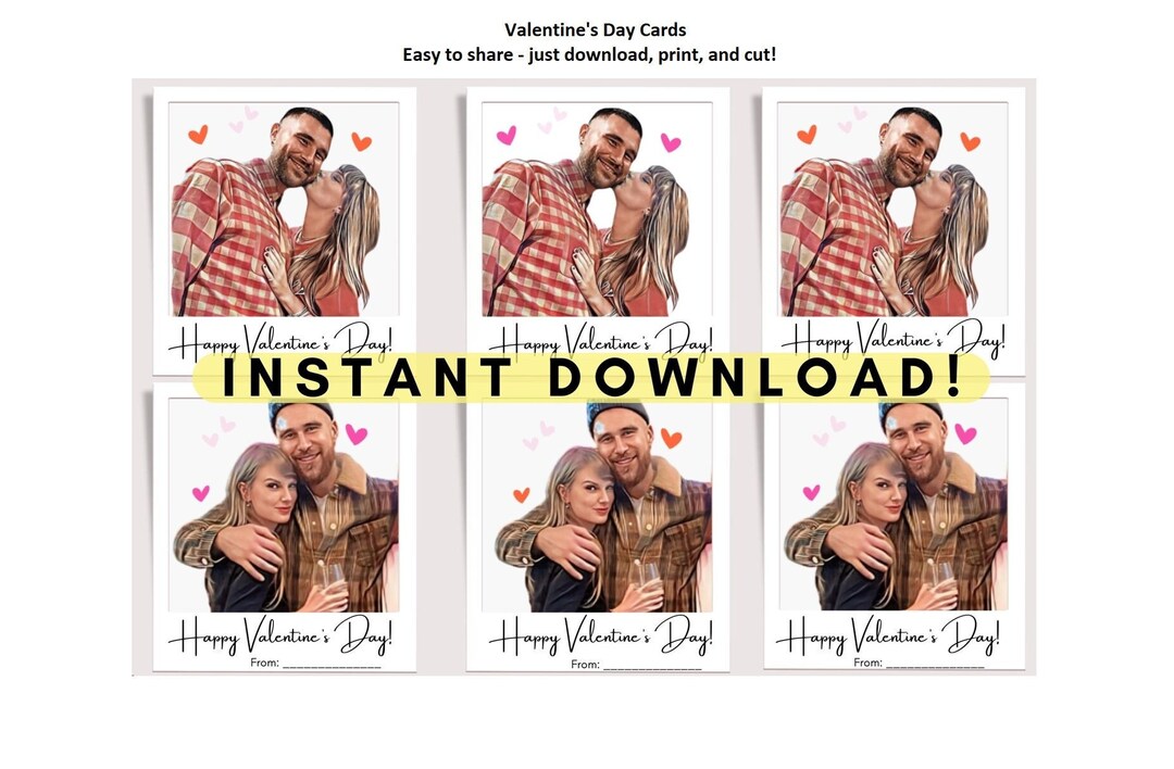 Printable Taylor Swift Valentine's Cards, Travis Kelce, Digital ...